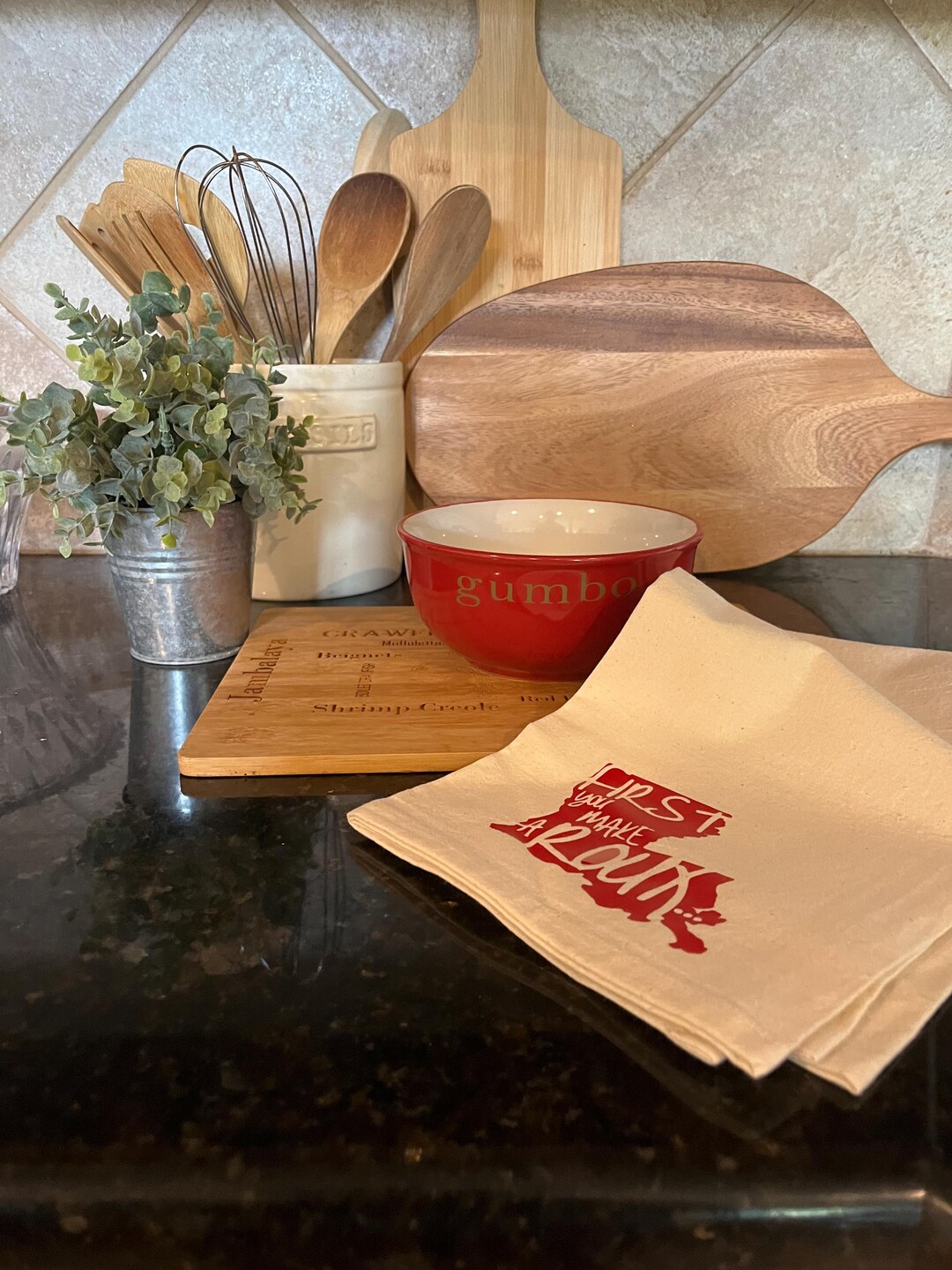Gumbo Bowls and Tea Towel Bundle- Christmas Gift for Mom- Gift for ...