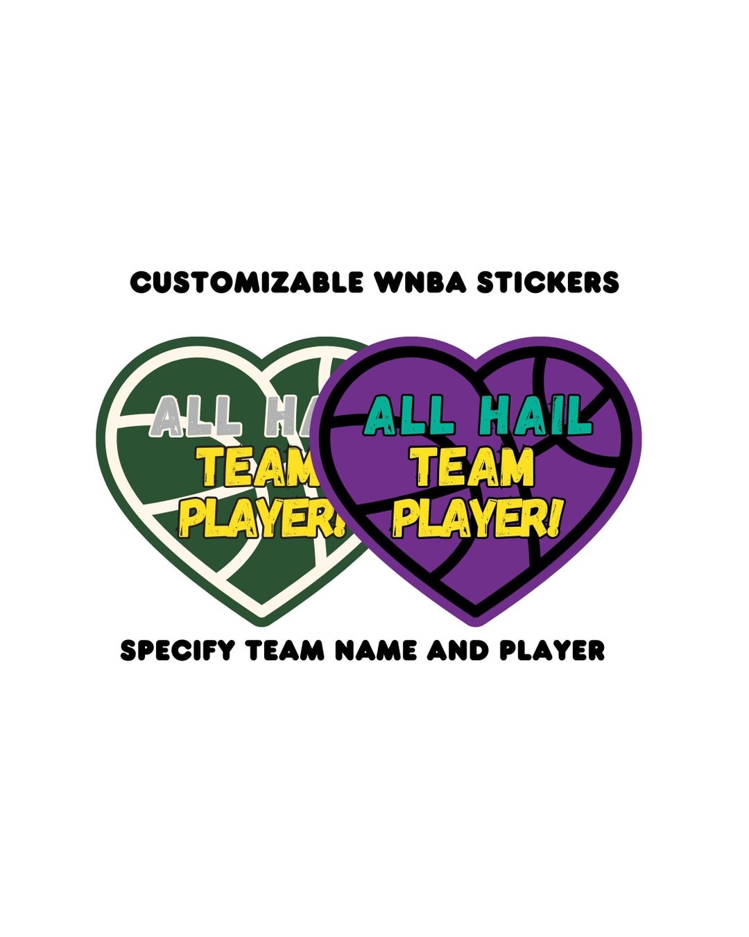 Customizable WNBA Heart Basketball Stickers - Etsy