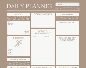 Editable Neutral Daily Planner Print Out - Etsy