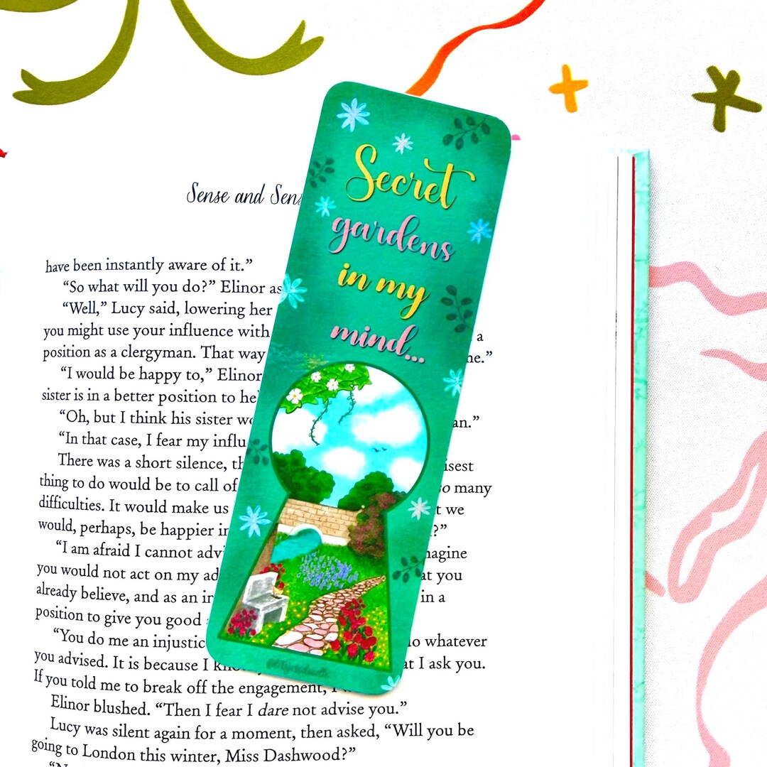 Secret Garden Bookmark: Glossy Laminate, Sparkle Laminate - Etsy