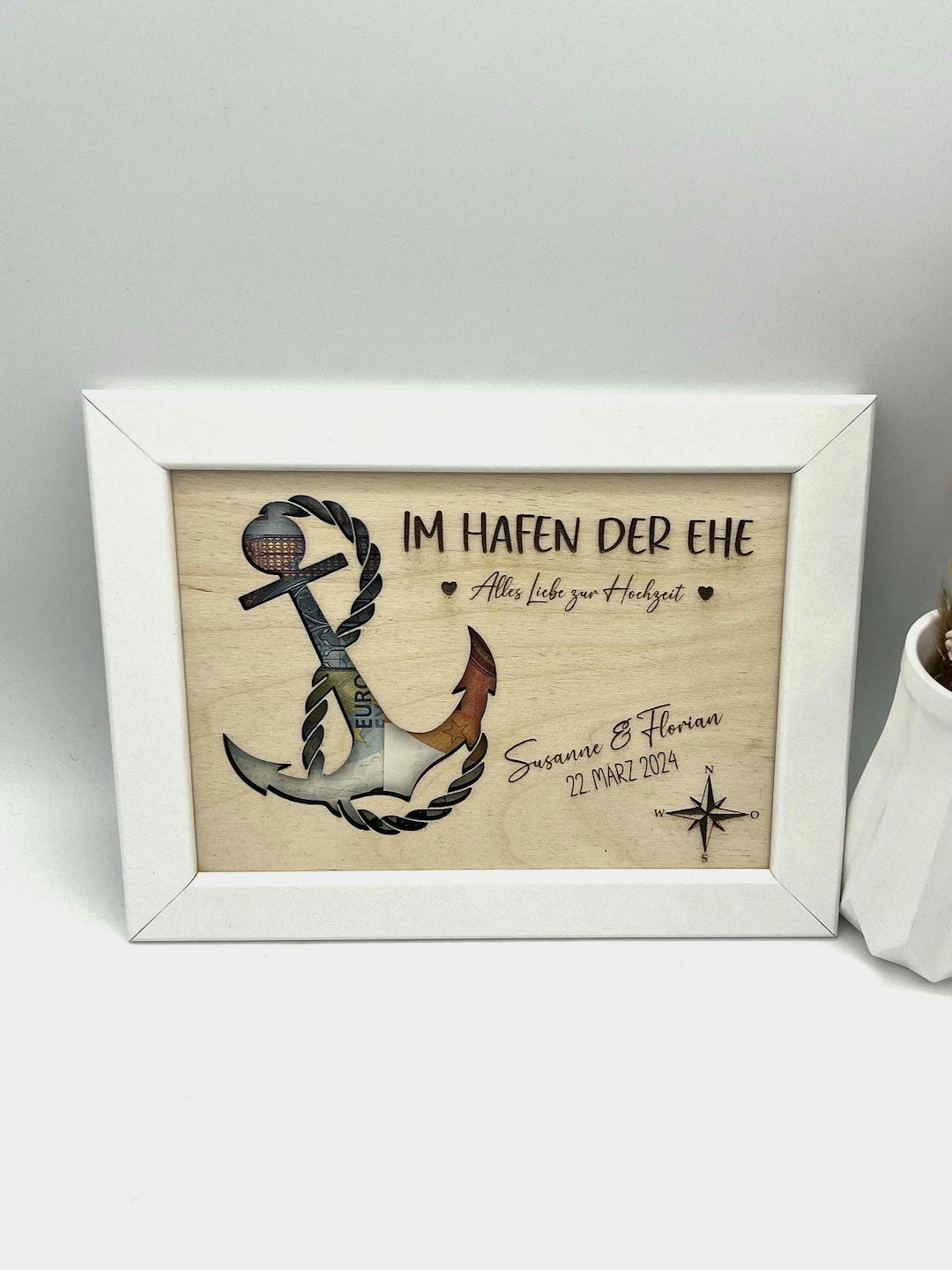 Wedding Gift in a Picture Frame, Money Gift Anchor Personalized ...