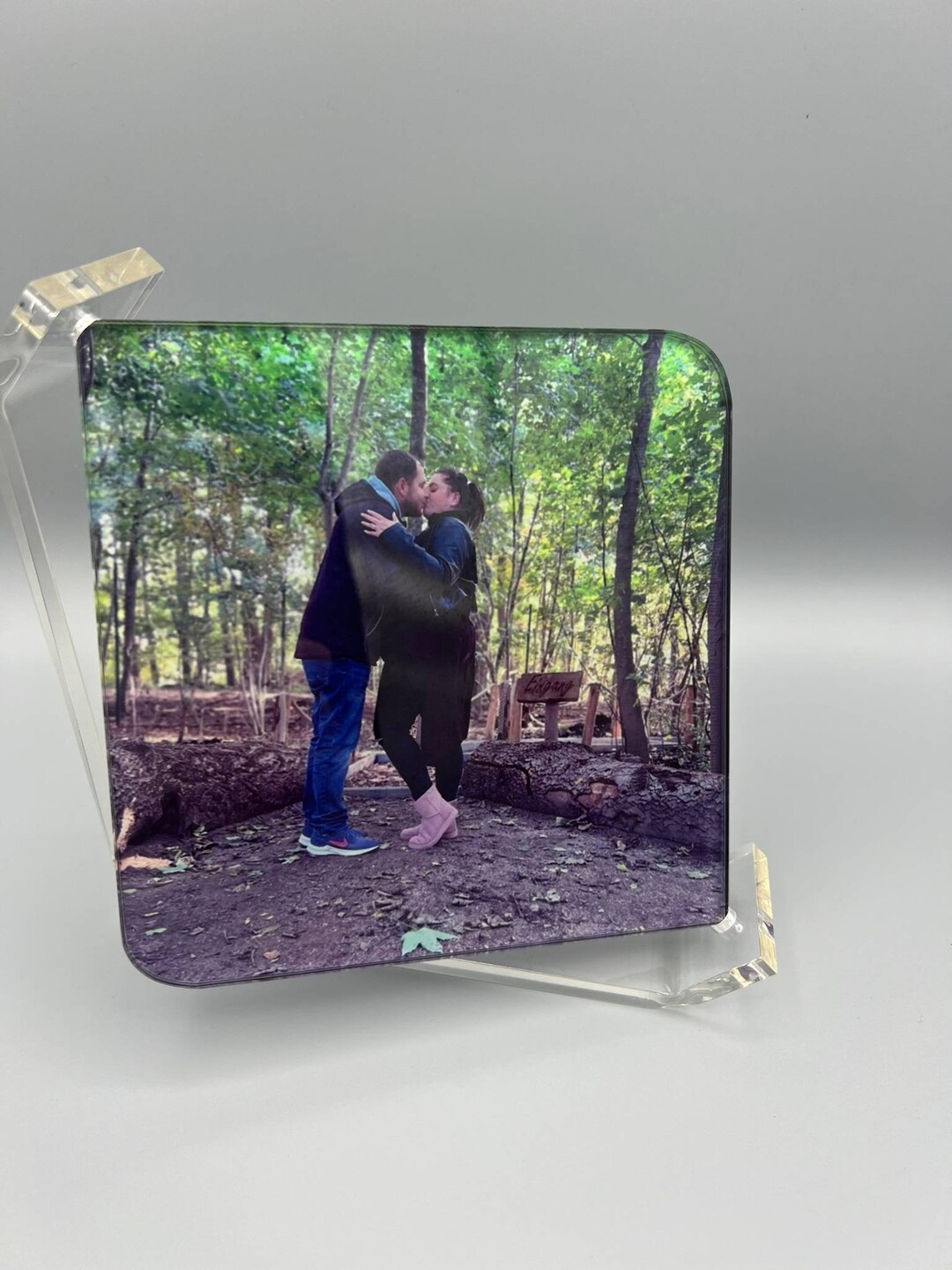 Personalized Photo Print, Glass Picture in Acrylic Frame Customizable ...
