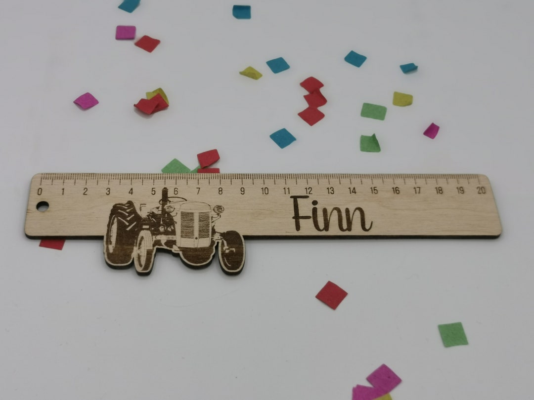 Wooden Ruler 20 Cm With Name and Tractor Motif, Back to School ...