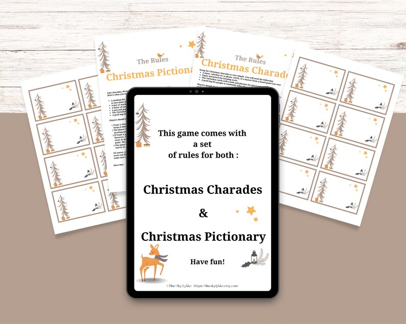 Boho Christmas Charades Printable Game, Charades Cards, Christmas ...