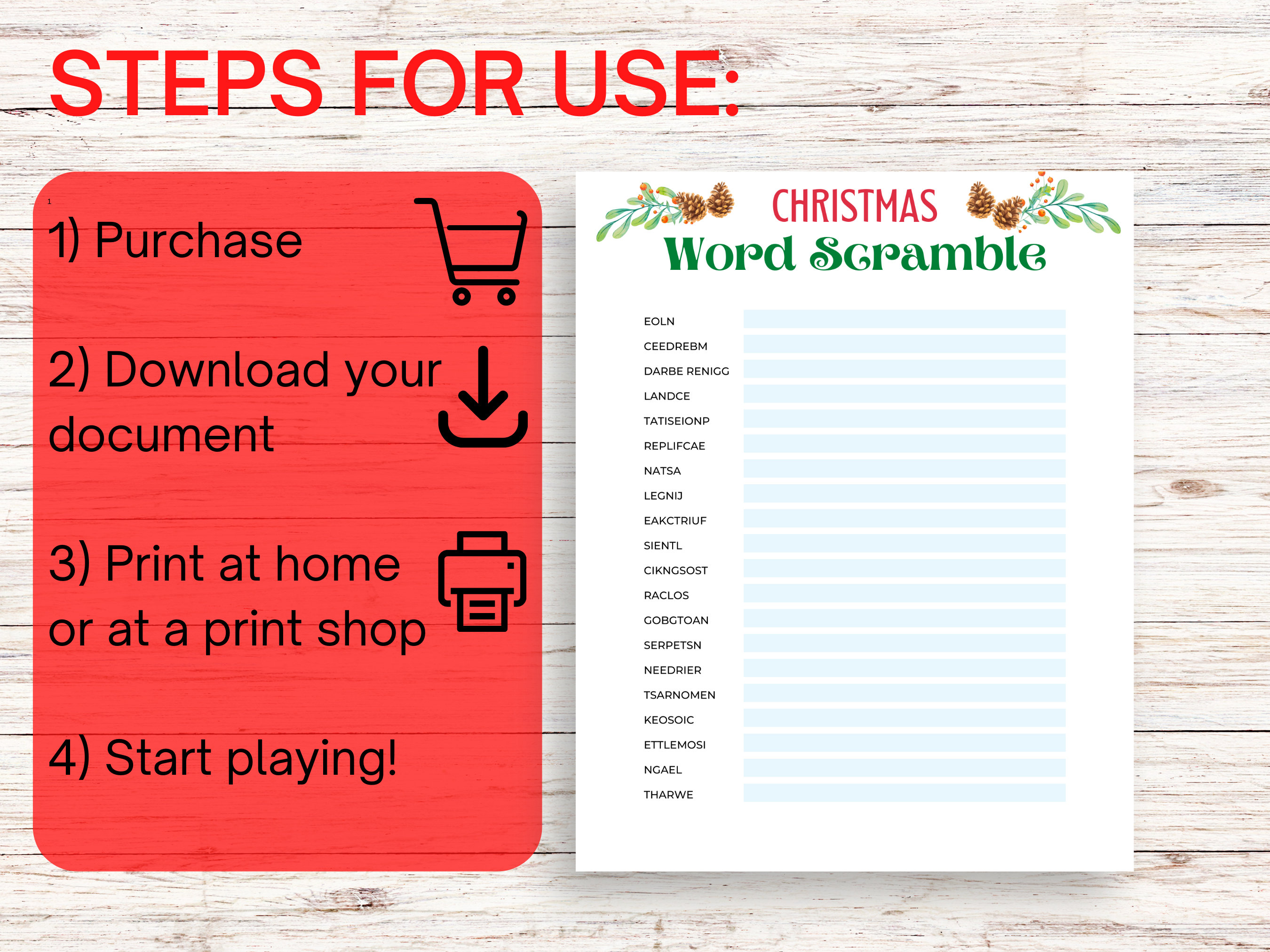 Christmas Word Scramble and Answers, Holiday Word Scramble, Christmas ...