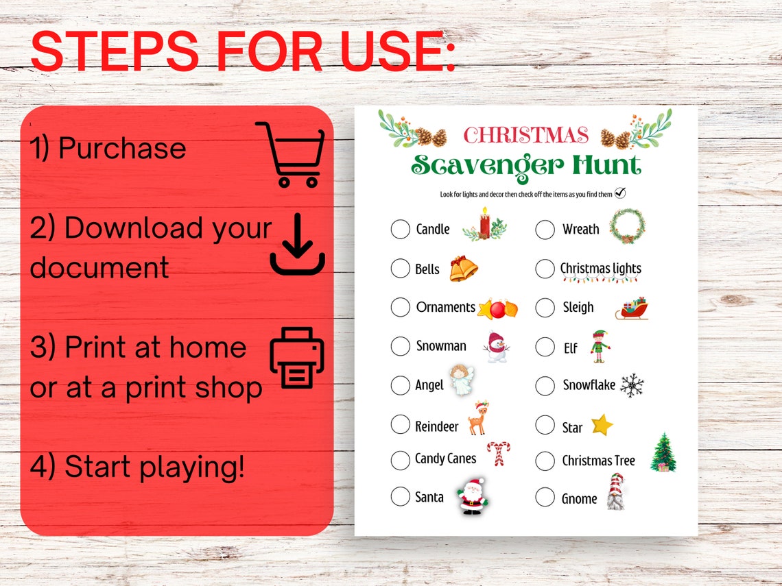 Christmas Scavenger Hunt Printable for Kids Xmas Scavenger Hunt ...