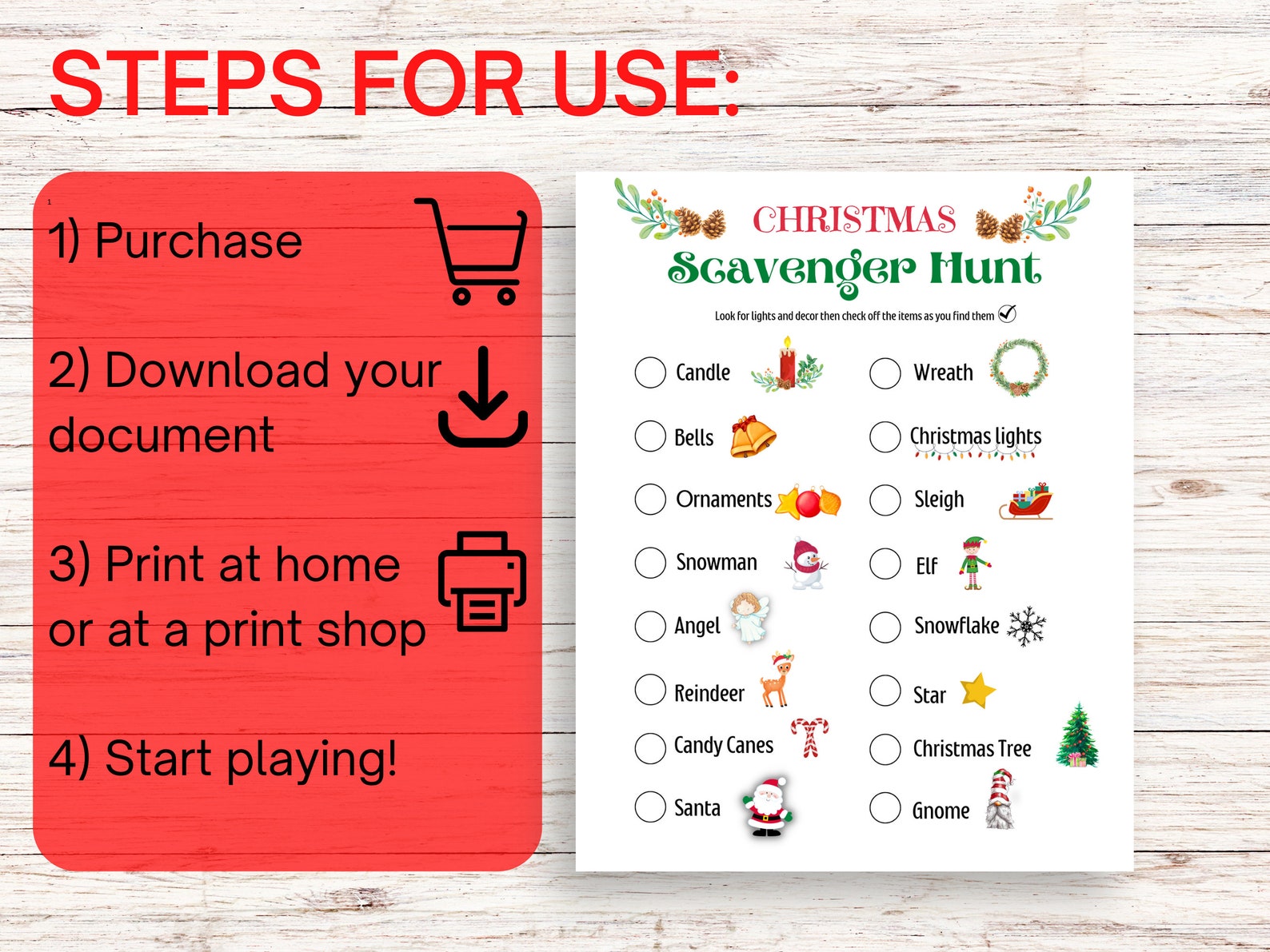 Christmas Scavenger Hunt Printable for Kids Xmas Scavenger Hunt ...