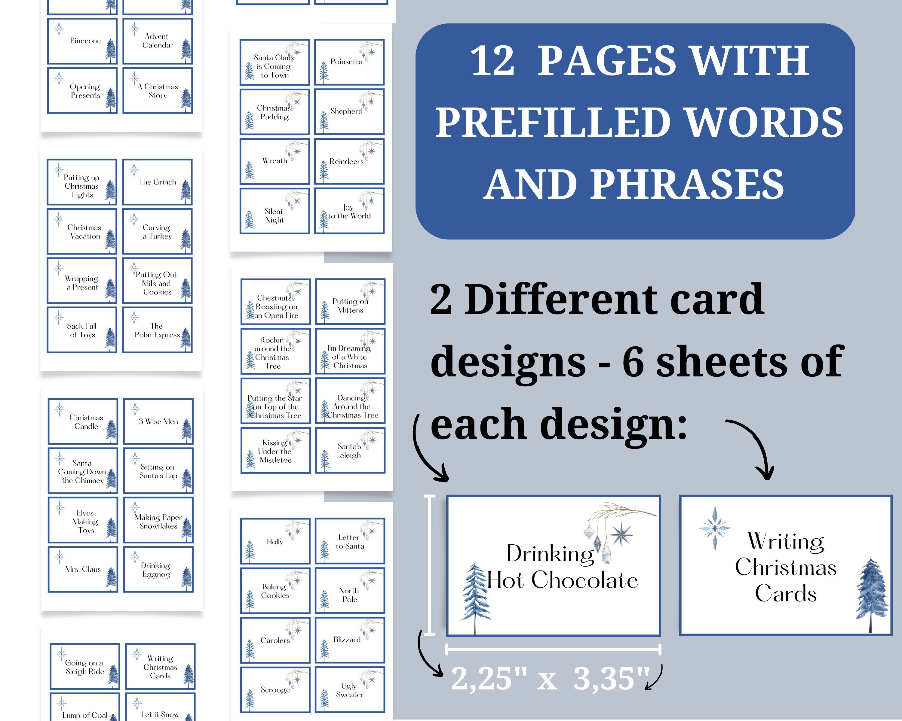 Christmas Charades Printable Game, Charades Cards, Christmas Pictionary ...