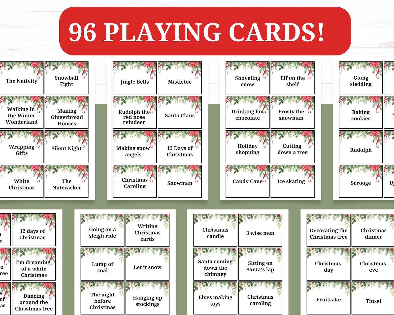 Christmas Charades Printable Game, Charades Cards, Christmas Pictionary ...