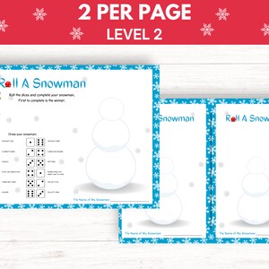 Holiday Roll a Snowman Dice Game - Children's Game Card - Build / Draw ...