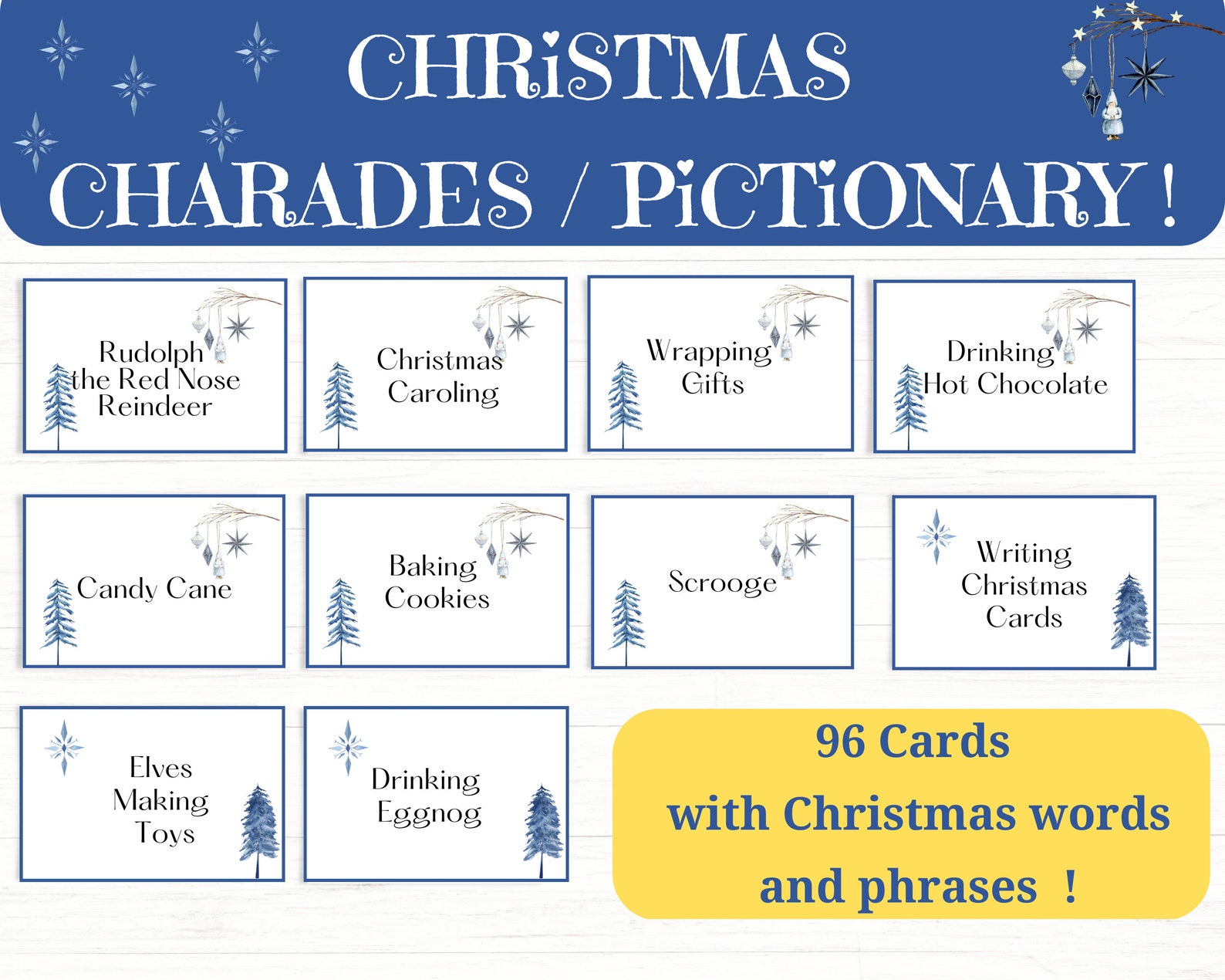 Christmas Charades Printable Game, Charades Cards, Christmas Pictionary ...