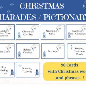 Christmas Charades Printable Game, Charades Cards, Christmas Pictionary ...