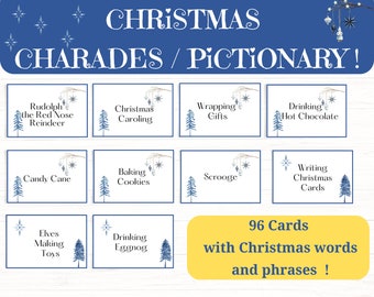 Christmas Charades Printable Game, Charades Cards, Christmas Pictionary ...