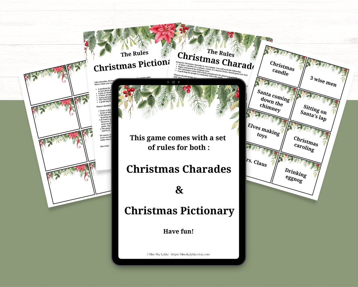 Christmas Charades Printable Game, Charades Cards, Christmas Pictionary ...