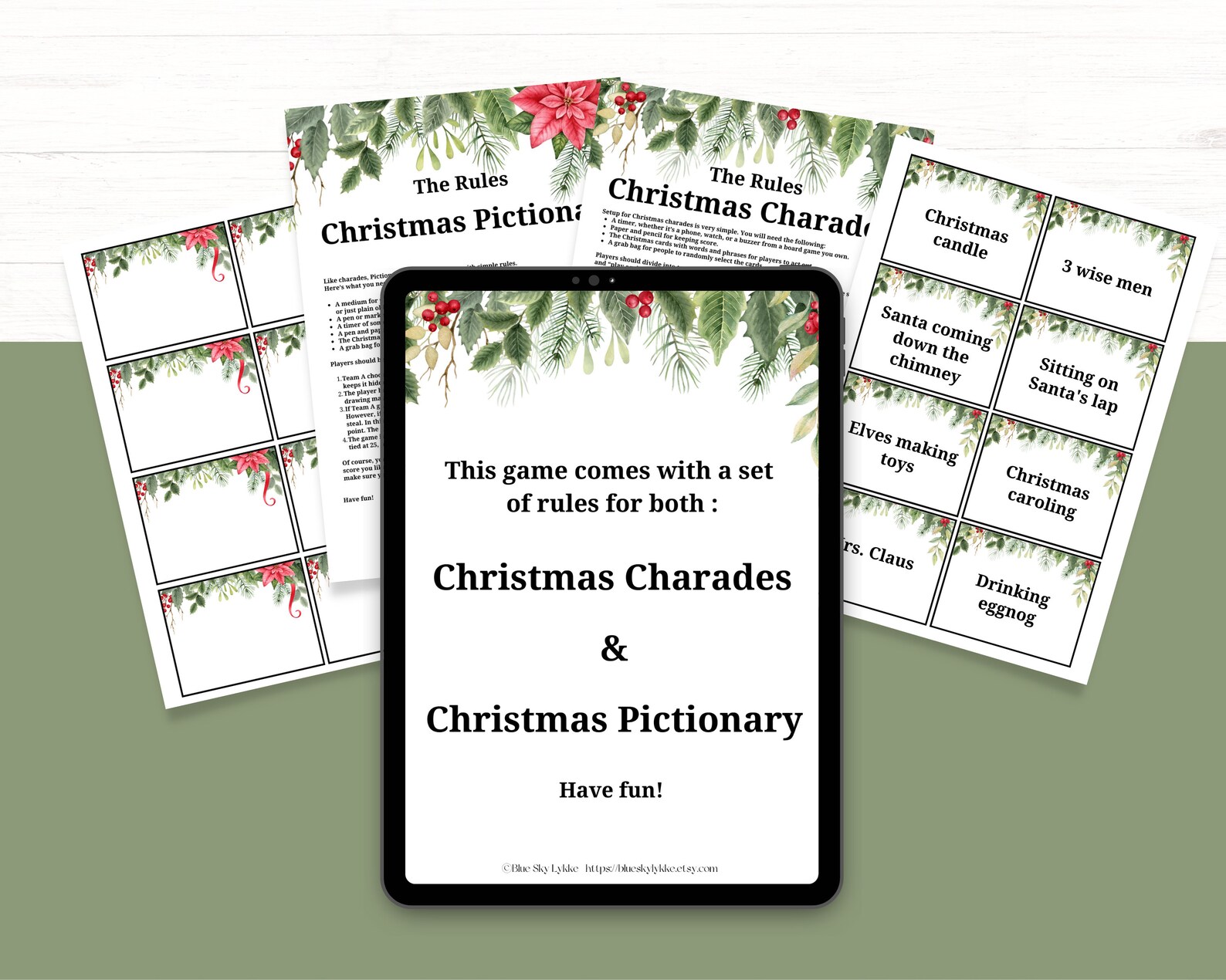 Christmas Charades Printable Game, Charades Cards, Christmas Pictionary ...