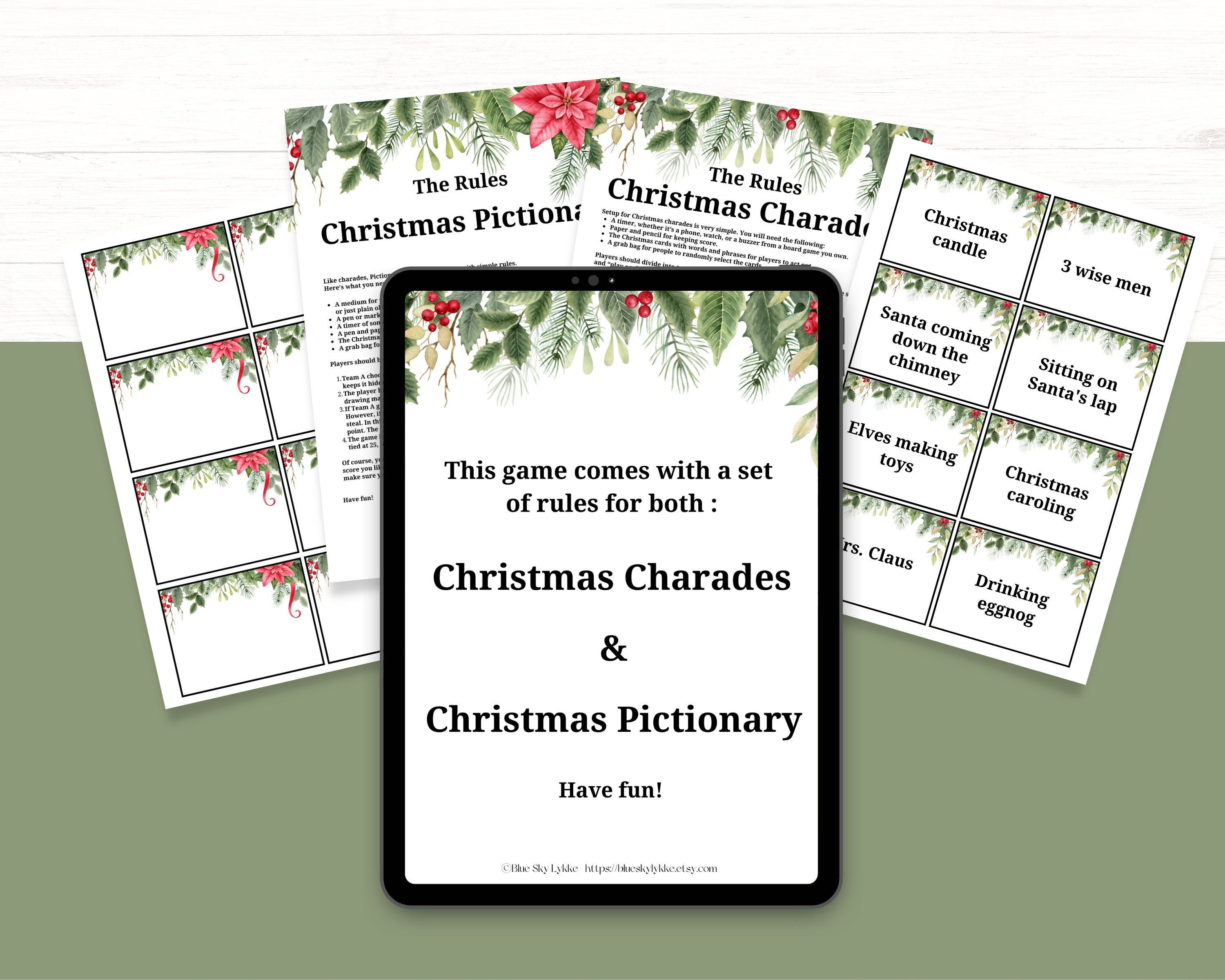 Christmas Charades Printable Game, Charades Cards, Christmas Pictionary ...
