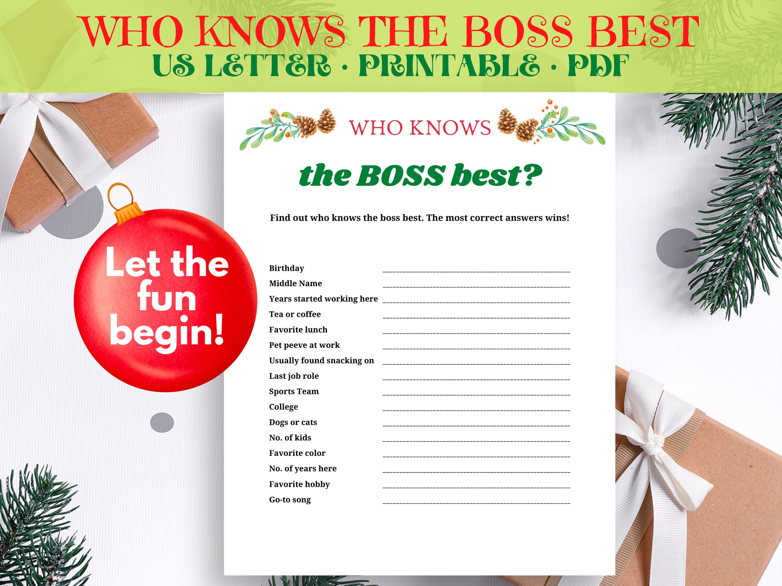 Holiday Office Party Who Knows the Boss Best Game | Fun Xmas Games ...