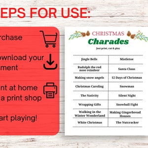 Christmas Charades Printable Game, Charades Cards, Christmas Party ...