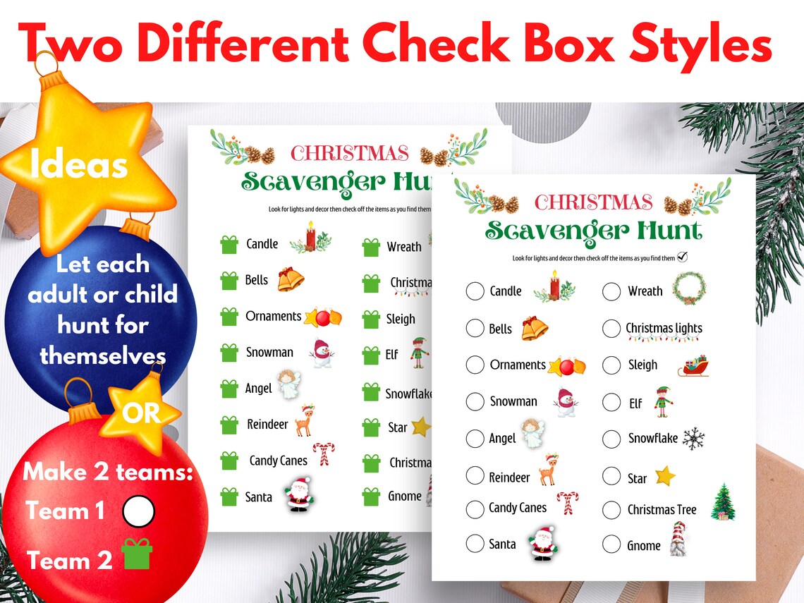 Christmas Scavenger Hunt Printable for Kids Xmas Scavenger Hunt ...