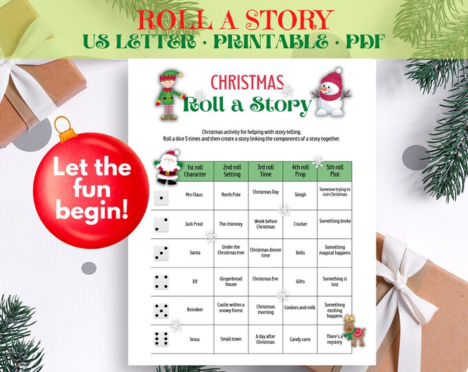 Roll A Christmas Story Game Printable, Roll A Christmas Story Dice Game ...