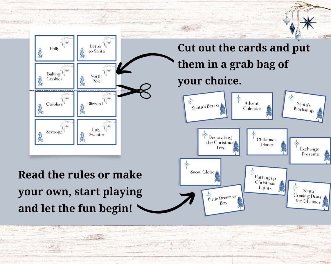 Christmas Charades Printable Game, Charades Cards, Christmas Pictionary ...