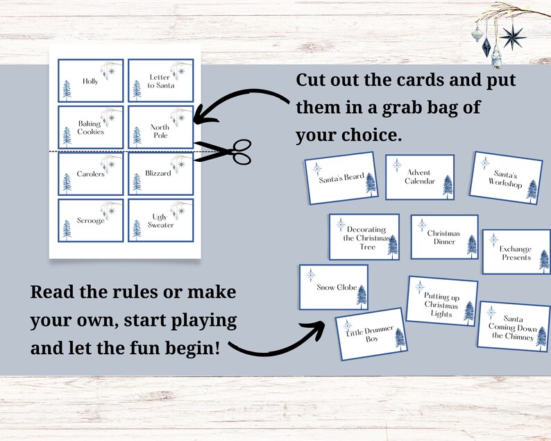 Christmas Charades Printable Game, Charades Cards, Christmas Pictionary ...