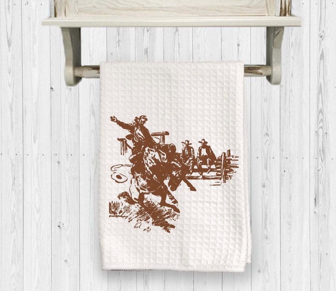 Western Rodeo, Western Aesthetic Vintage Kitchen Towel, Vintage Cowboy ...