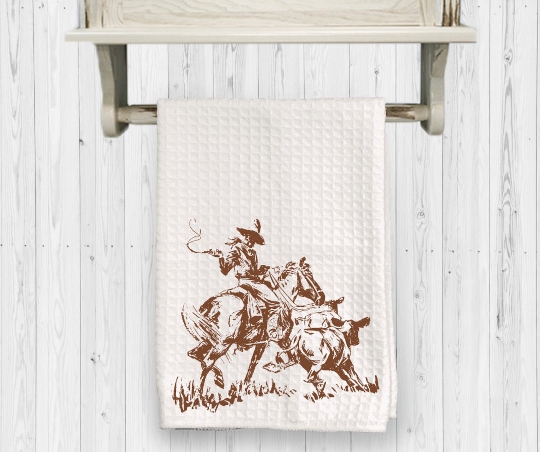 Vintage Rodeo Kitchen Towel, Western Vintage Towel, Rodeo Decor, Cowboy ...