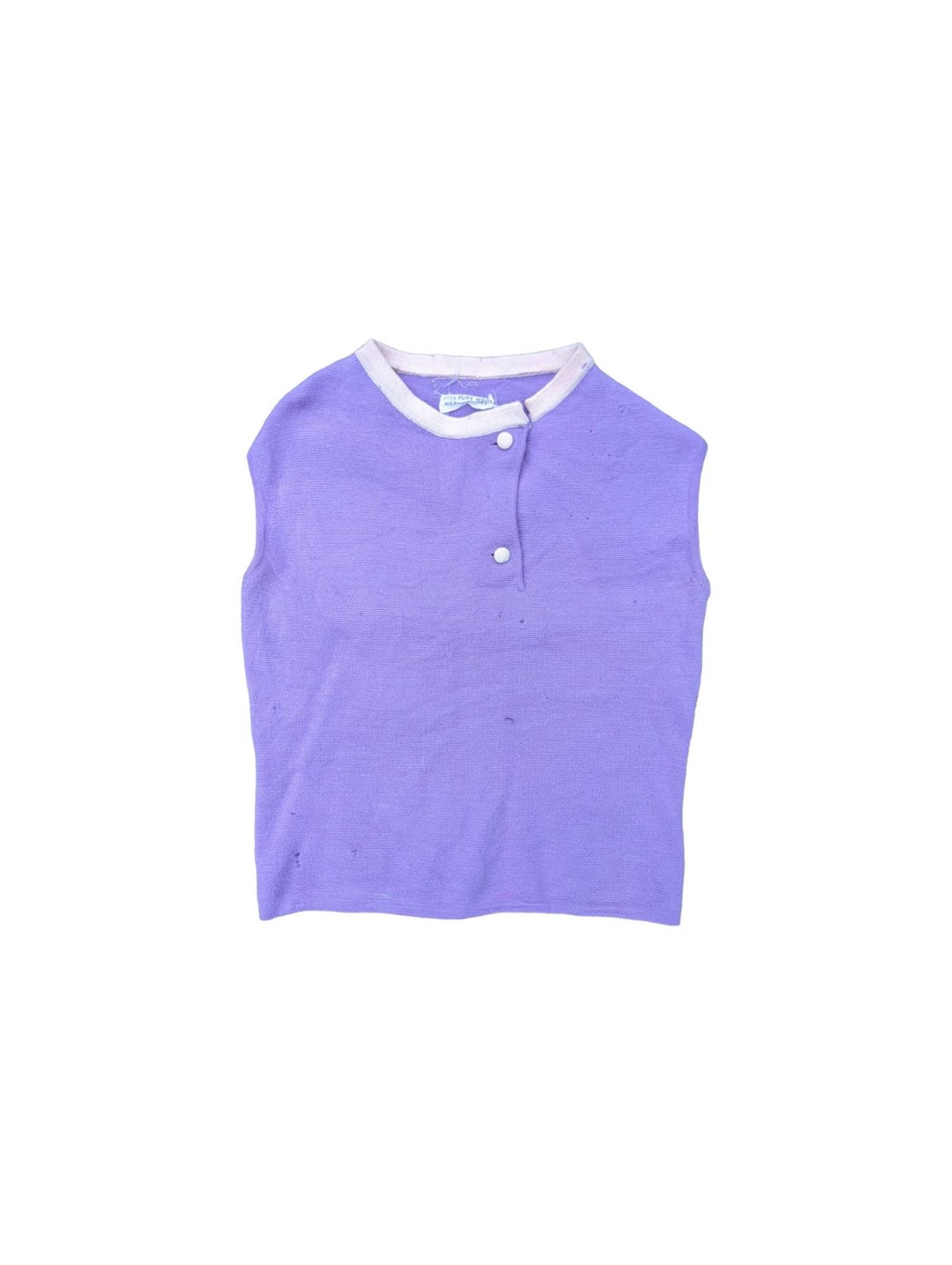 Preppy Vintage 1960s Mock Neck Sleeveless Top // Darling Purple With ...
