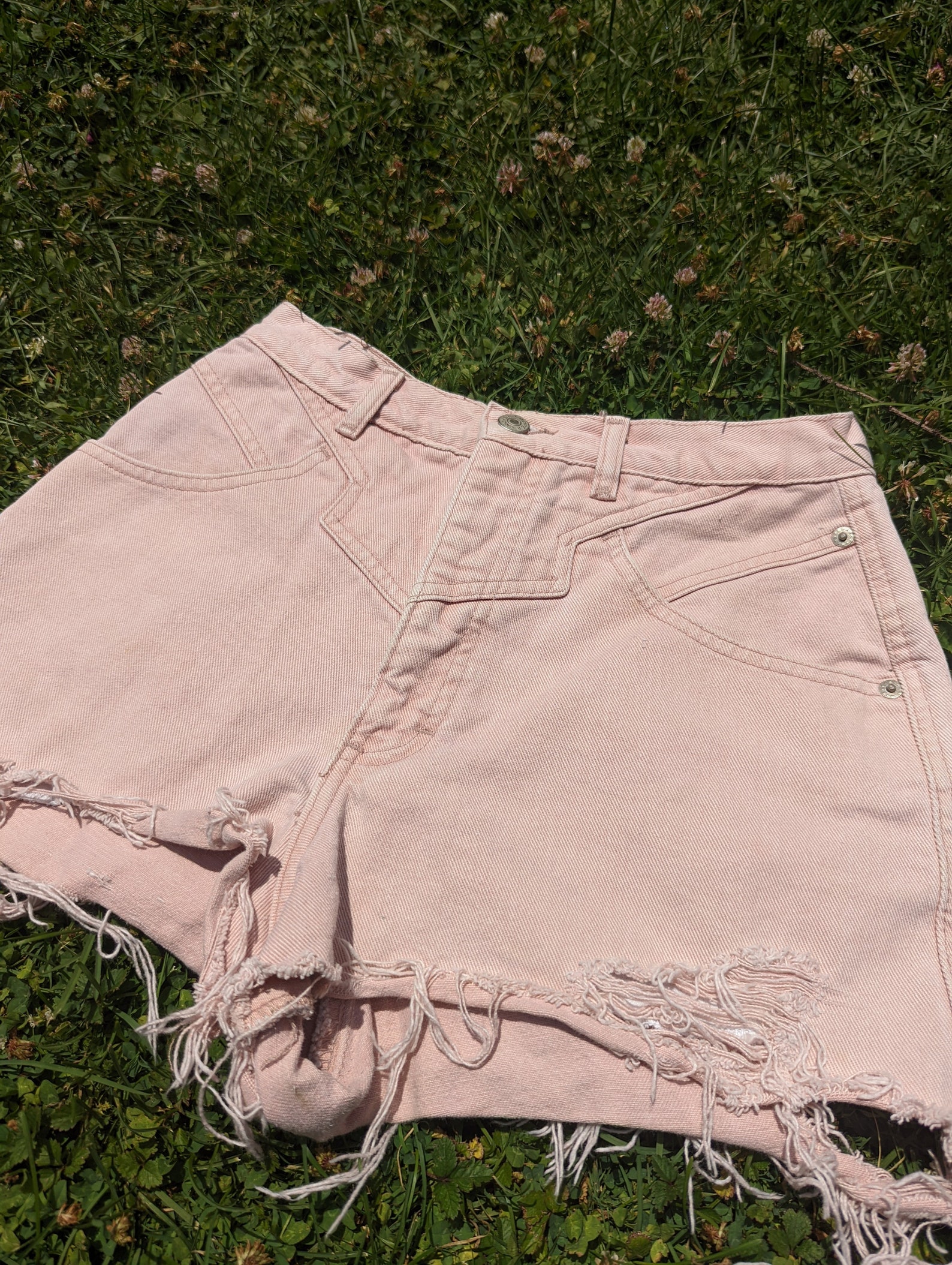 Classic Vintage High Waisted Pastel Pink Denim Shorts // Light Pink ...