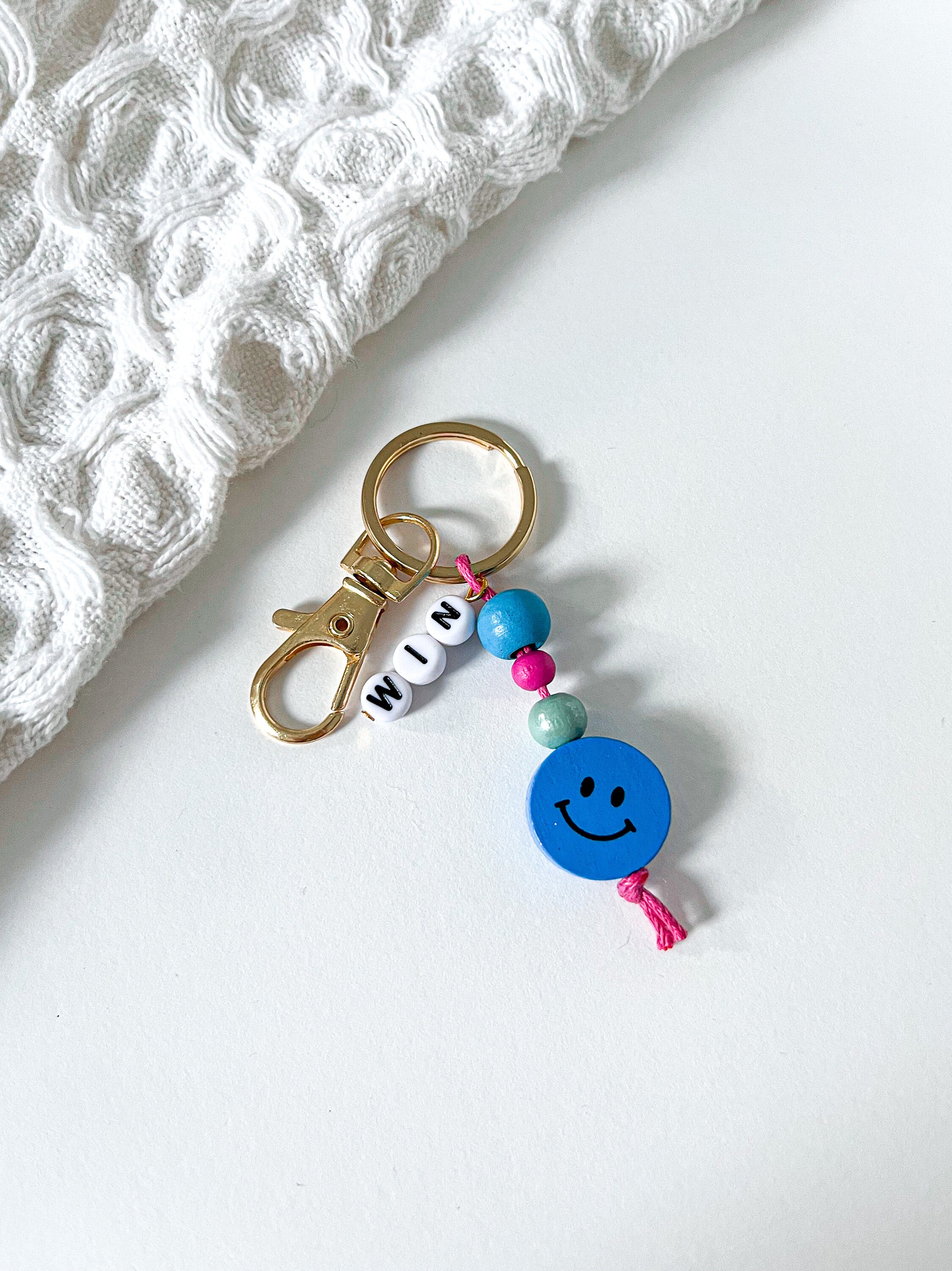 Smiley Face Keychain, Fun Charm, Emoji Keychain, Boho, Handmade Charm ...