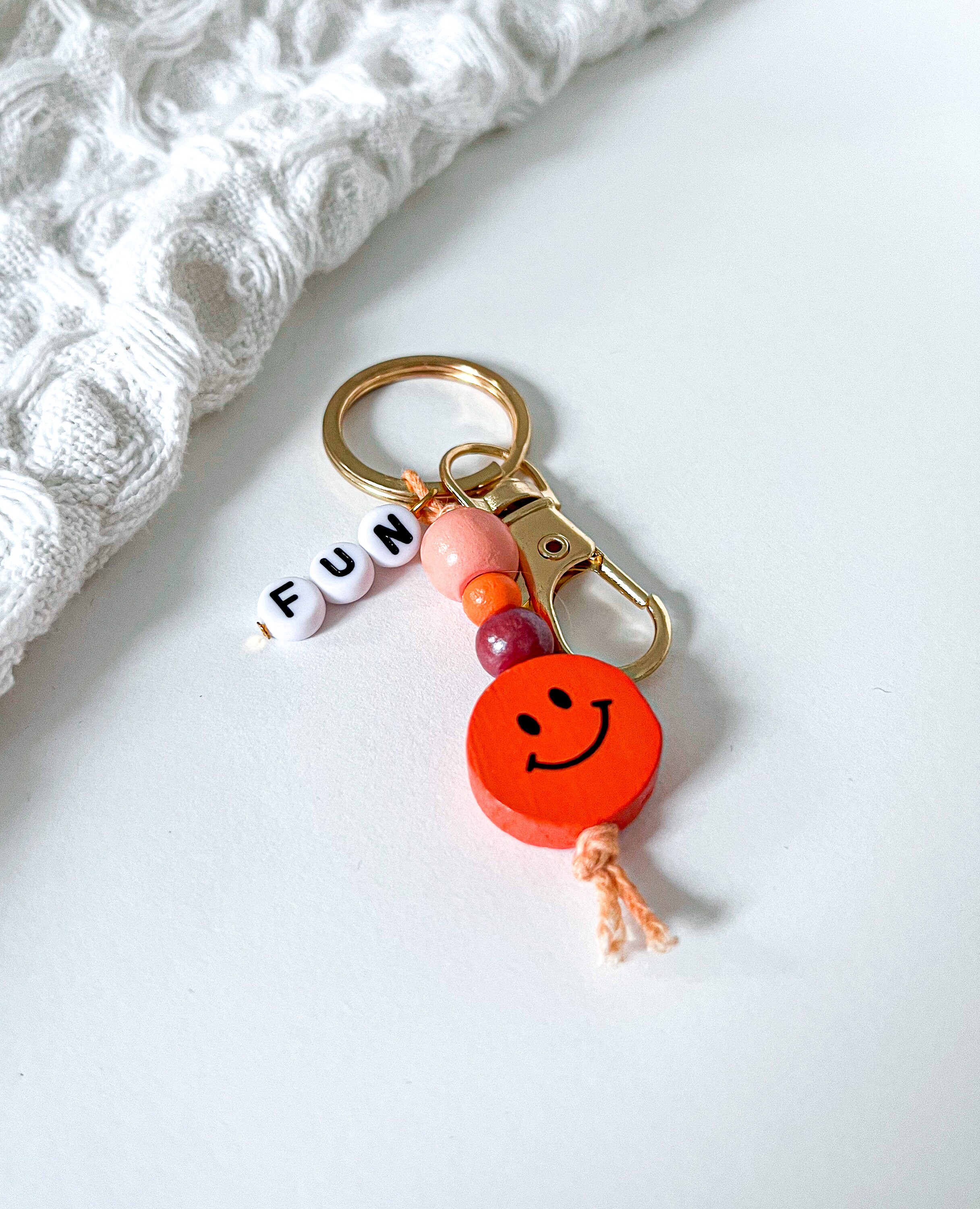 Smiley Face Keychain Fun Charm Emoji Keychain Boho - Etsy