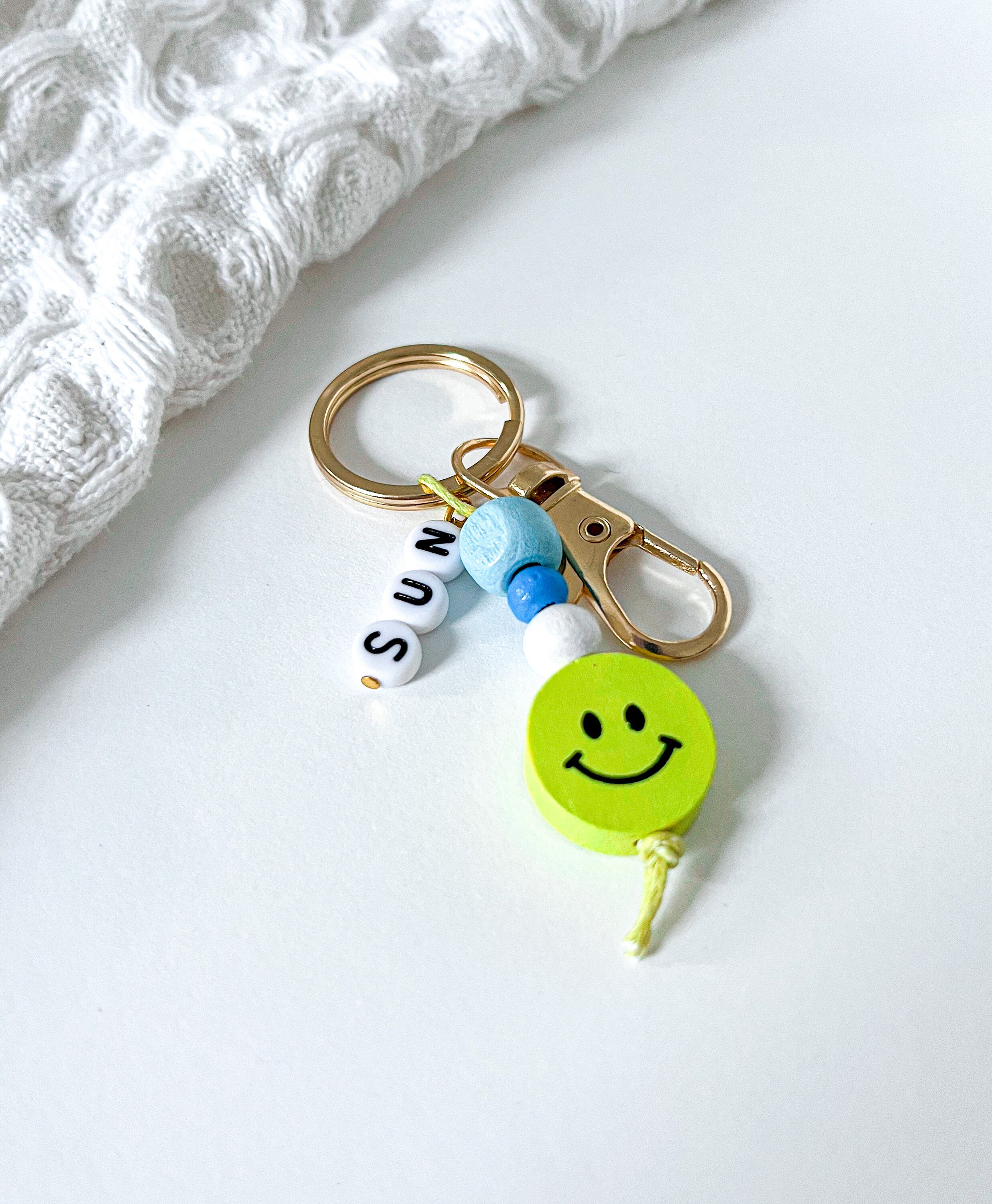 Smiley Face Keychain Fun Charm Emoji Keychain Boho - Etsy