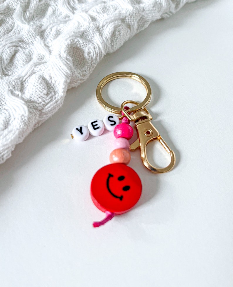 Smiley Face Keychain Fun Charm Emoji Keychain Boho - Etsy