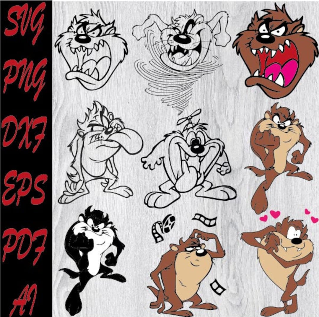Tasmanian Devil Clipart, Cartoon Svg, Taz Svg, Layered Svg, Instant Download Circuit - Etsy UK