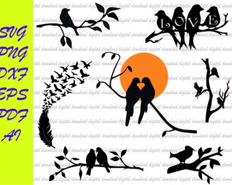 Bird SVG, Bird on Branch SVG, Birds SVG, Birds on Branch Svg, Branch ...
