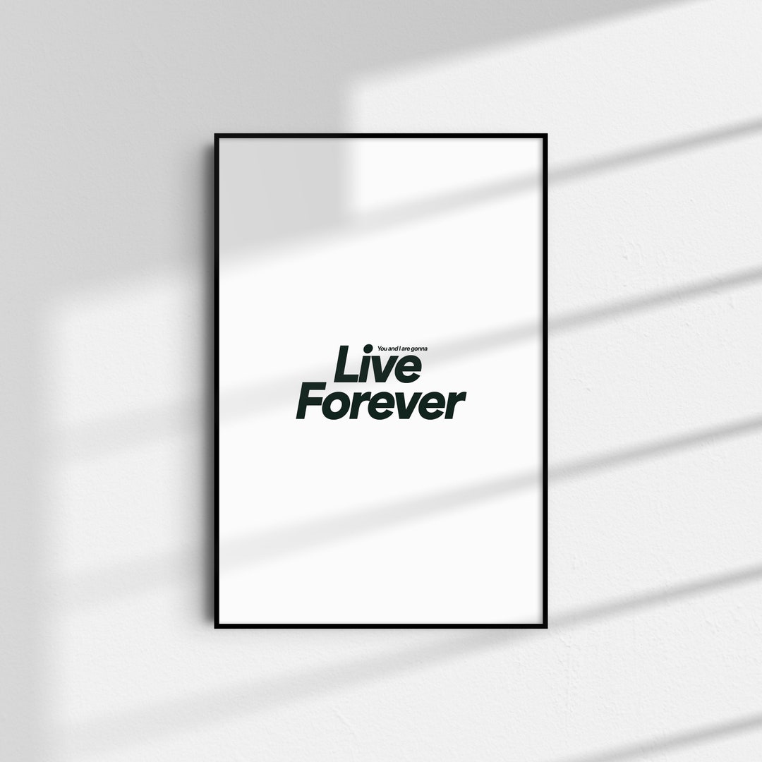 Oasis Live Forever Wall Art Typography Music Poster Home Decor A5 A4 A3 ...