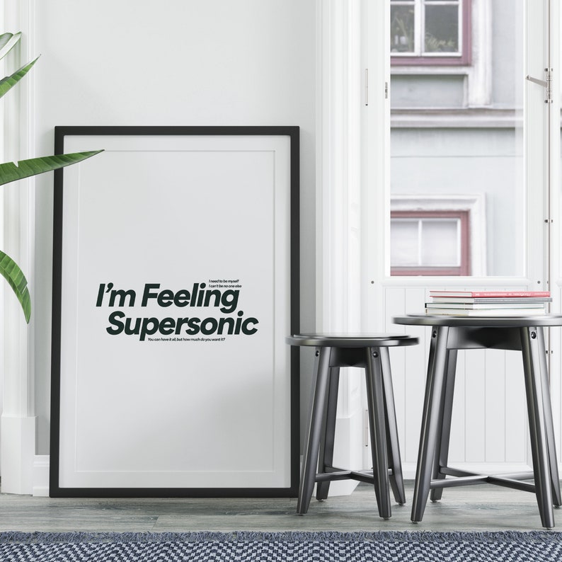 Oasis Supersonic Lyrics Print, Indie Rock Music Poster (digital ...