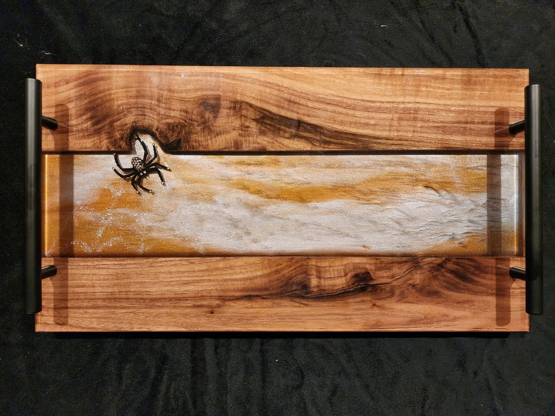 Resin River Serving Tray With Bejeweled Spider - Etsy
