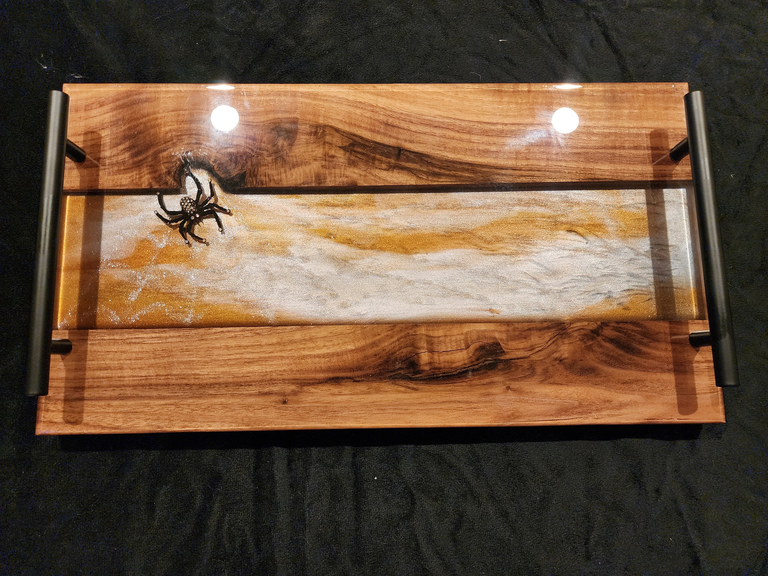 Resin River Serving Tray With Bejeweled Spider - Etsy