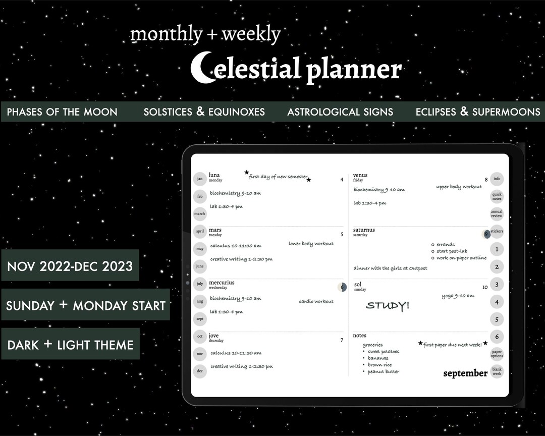 Celestial Digital Planner 2022-2023 Goodnotes Aesthetic - Etsy