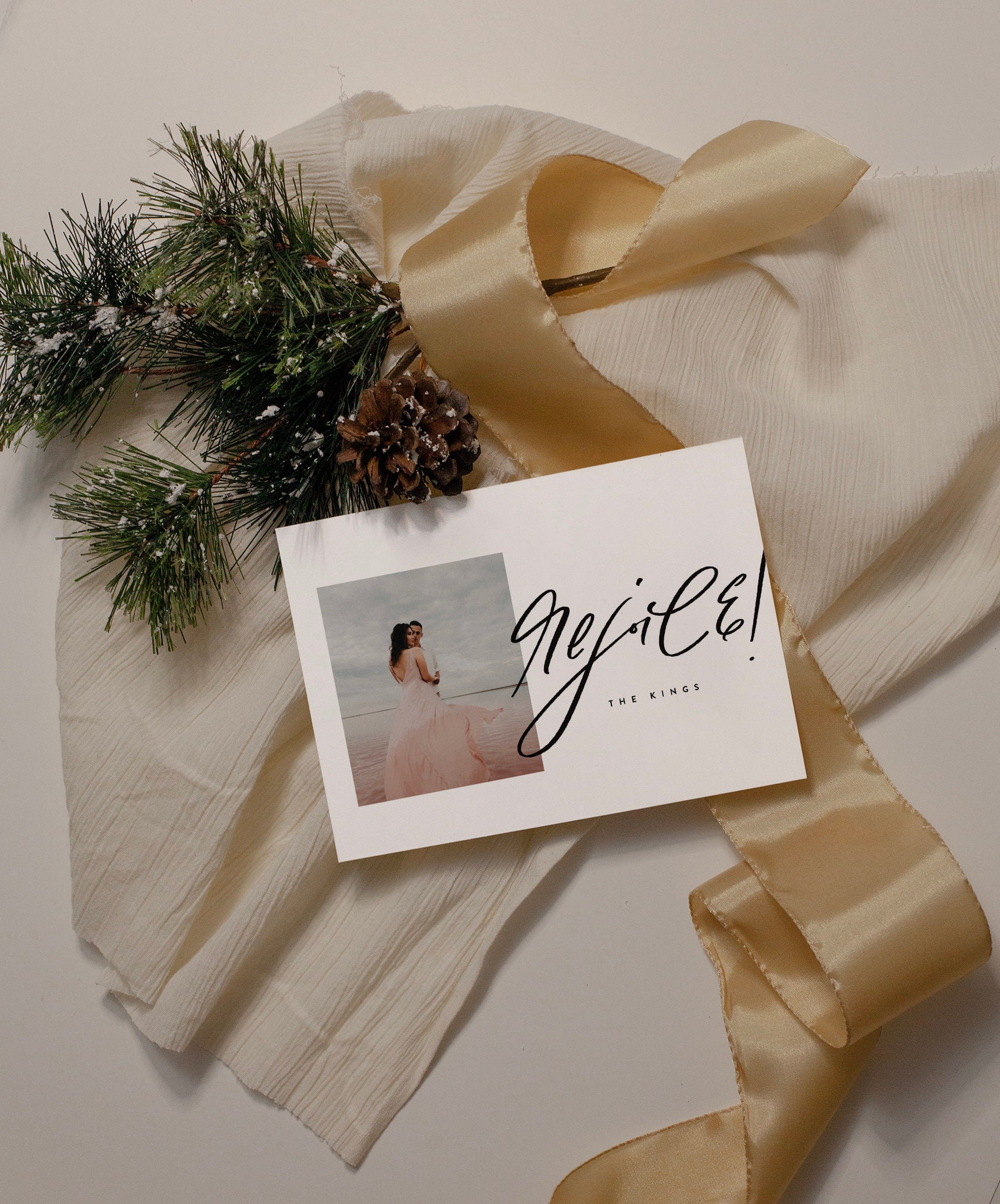 Printed Christmas Card Photo Holiday Card Calligraphy - Etsy