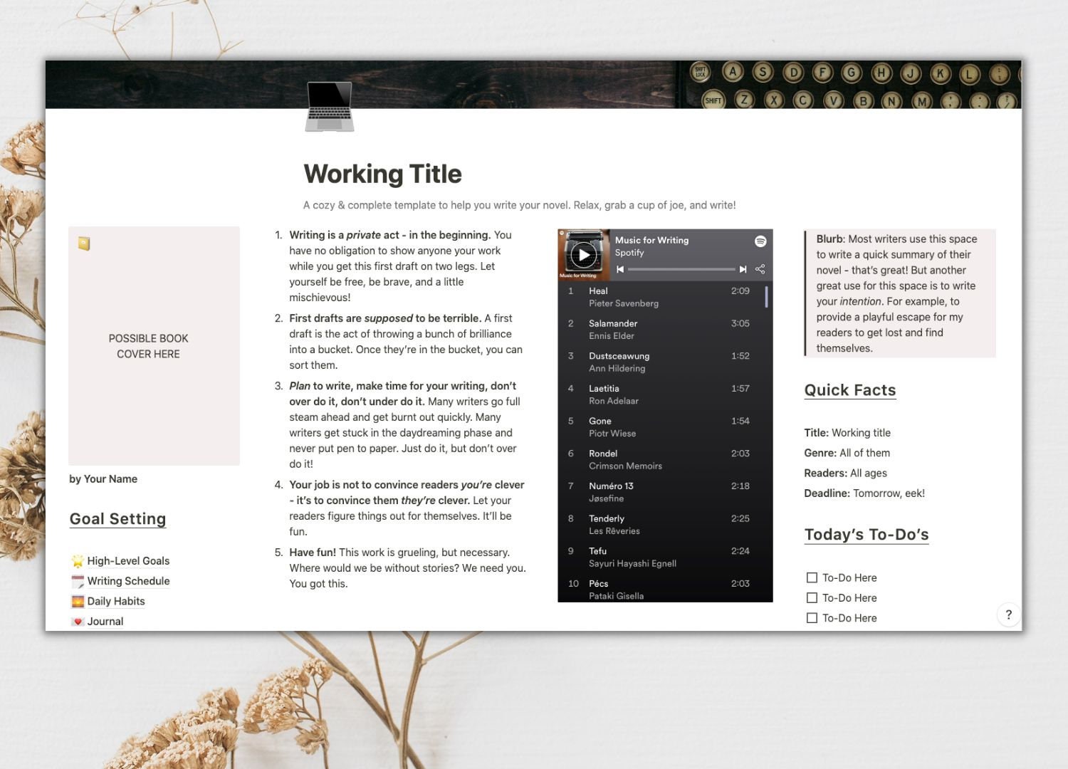 Complete Novel Planner - Novel Notion Template - Novel Outline - Novel ...