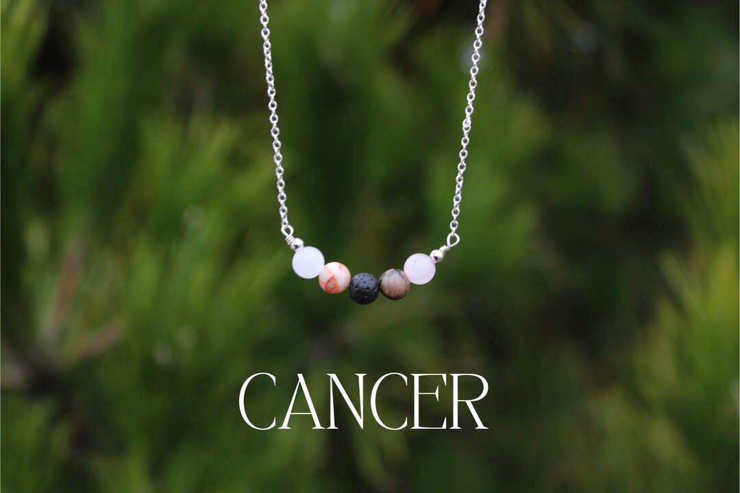 CANCER Crystal Bead Necklace, Personalized Healing Crystal Astrology ...