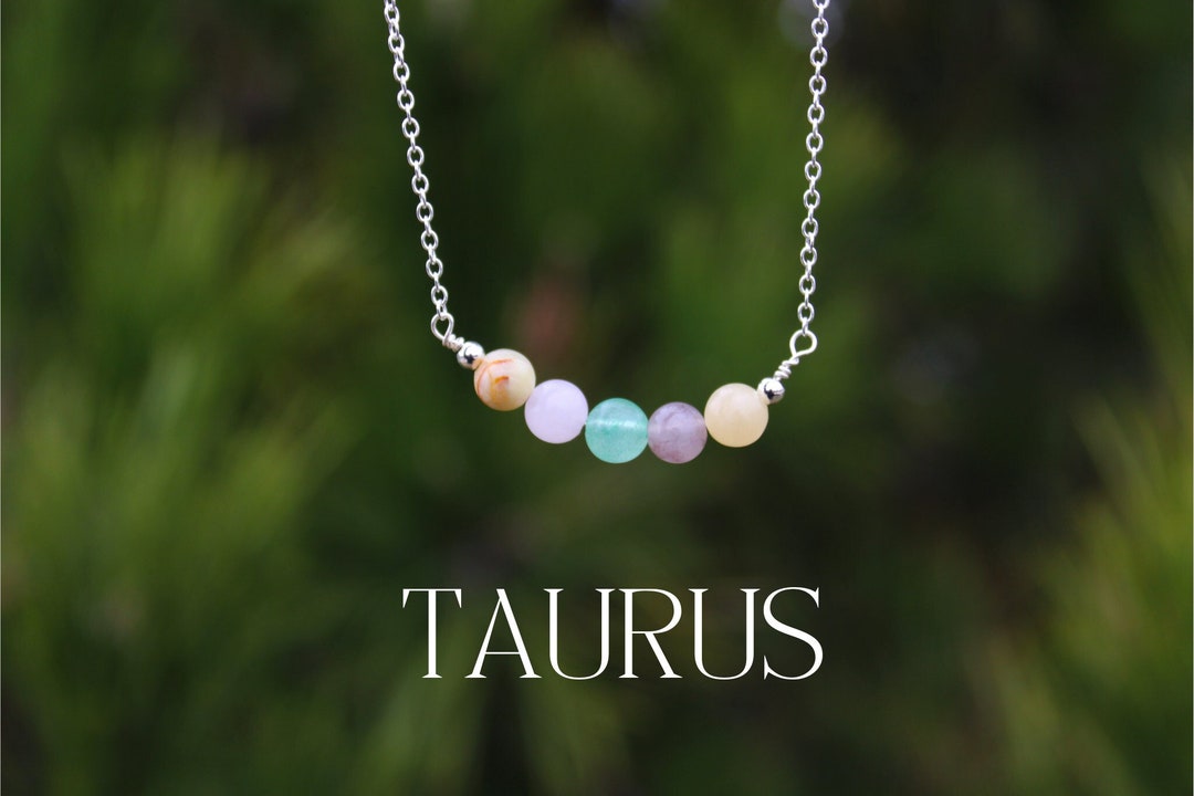 Taurus Crystal Bead Necklace: Zodiac Gemstone Jewelry Gift, Handmade ...
