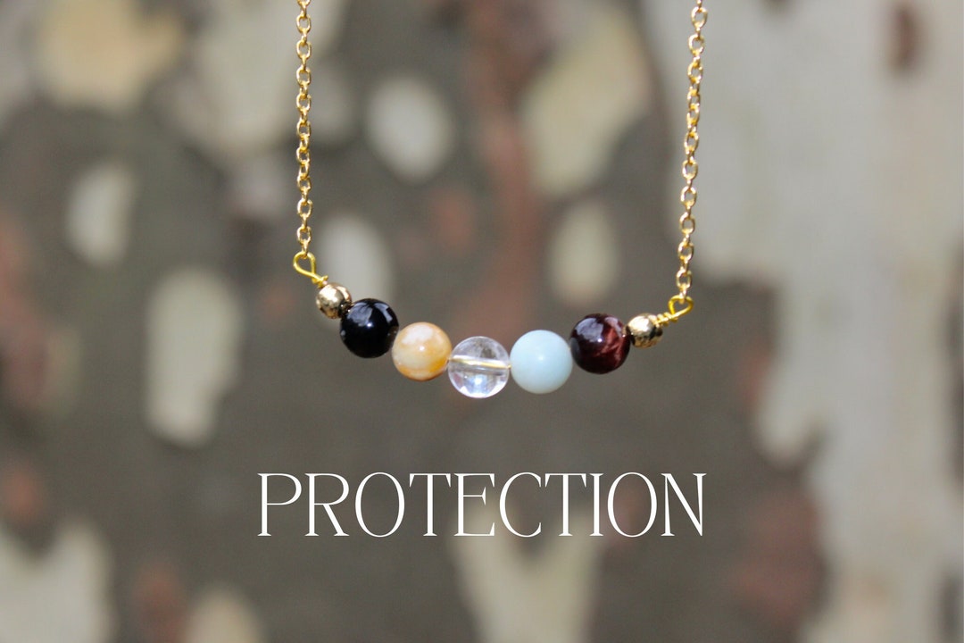 Protection Crystal Bead Necklace: Handmade Gemstone Jewelry for ...