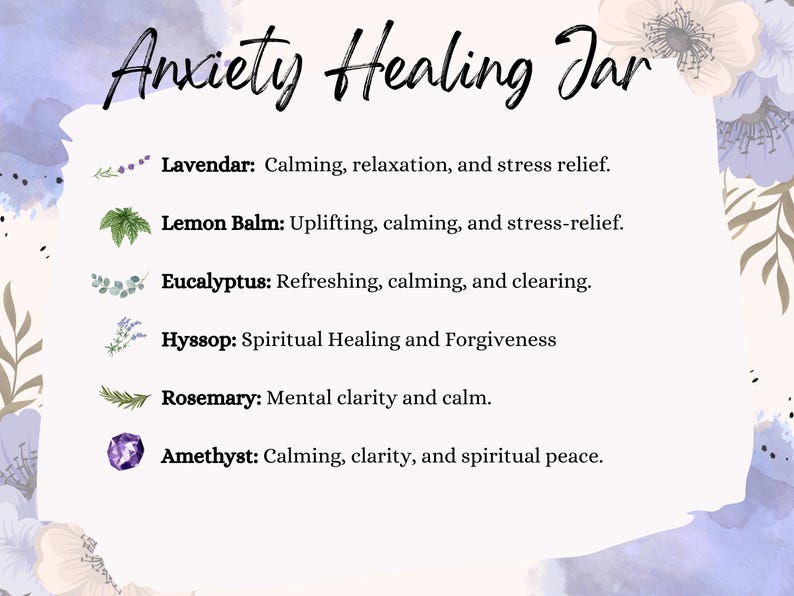 Anxiety Relief Spell Jar: Calm and Soothing Energy, Stress Reduction ...