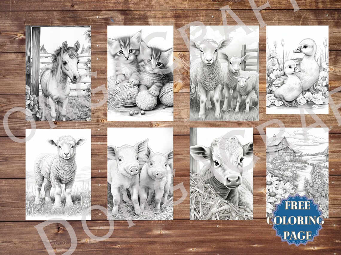 15 Realistic Farm Animals Coloring Book, Adult Kids Instant Download ...