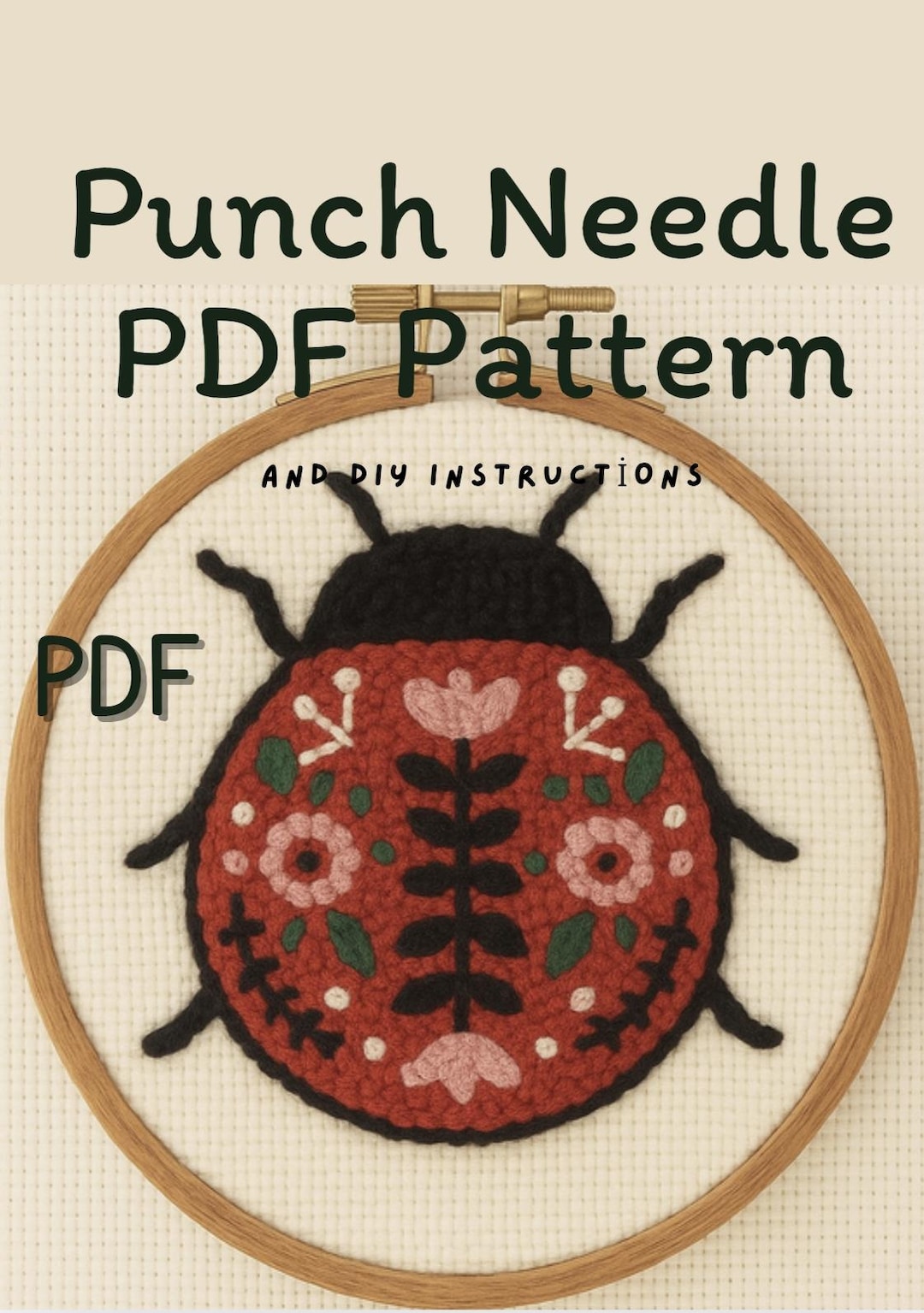 Punch Needle Ladybug Pattern-dıy Floral Bug Embroidery for Beginners - Etsy