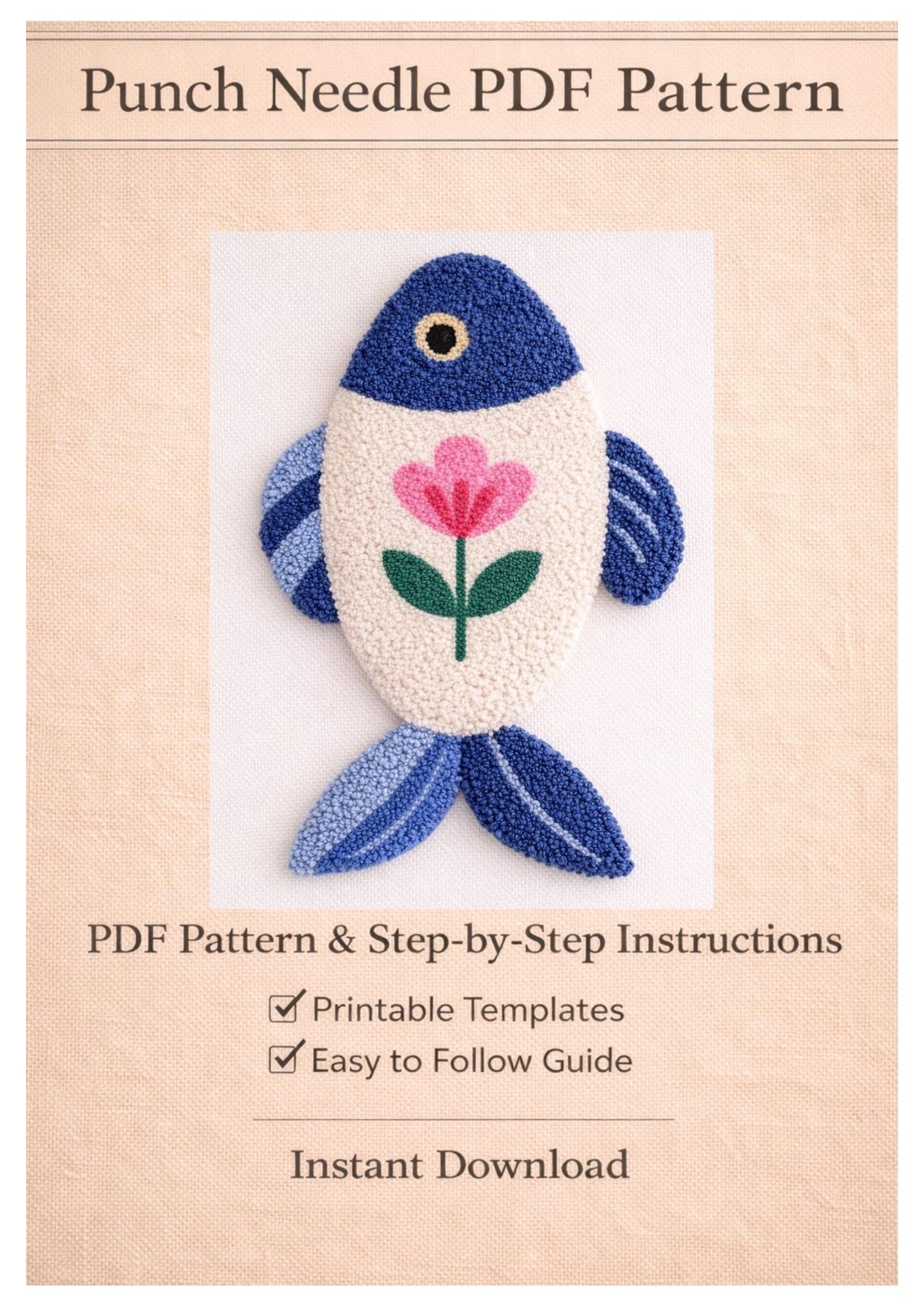 Fish Punch Needle Pattern-step by Step Pdf Tutorial - Etsy